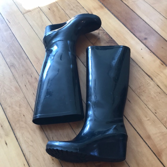 Kurt Geiger | Shoes | Black Molded Rubber Wedges Boots | Poshmark